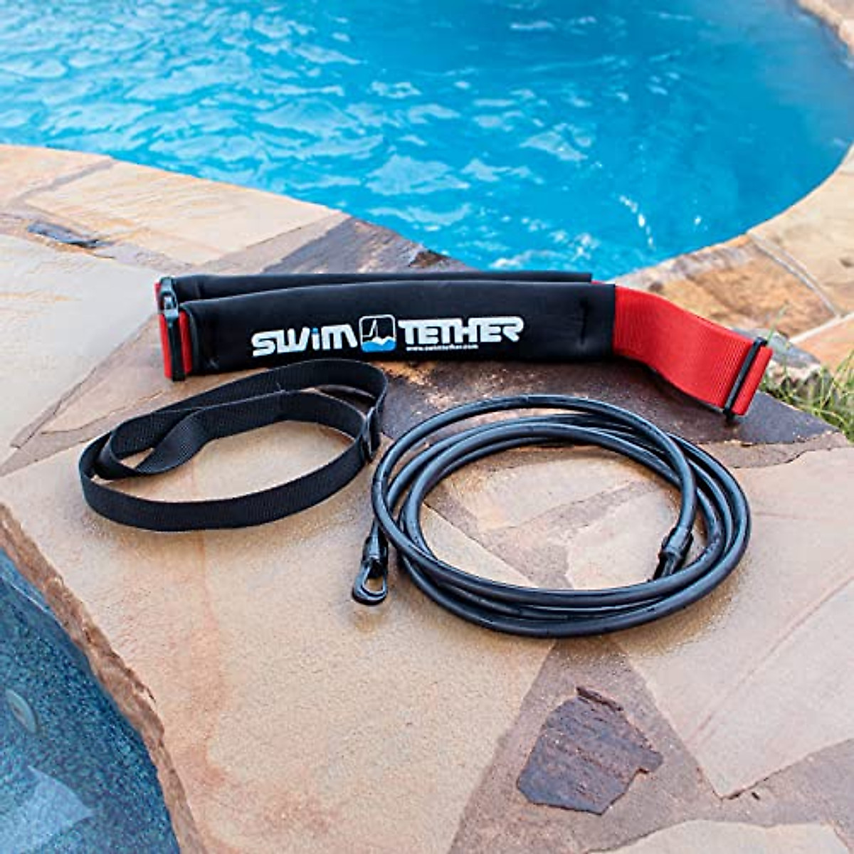 Swim Belt Tether Kit with L/XL Size Belt for Stationary Pool or Swim Spa Swimming Olympic Size Pool