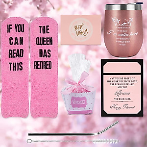Retirement Gifts for Women 2022-include Wine Insulated Tumbler with Sayings, If You Can Read This Socks,Christmas Wine Gifts Basket for Retiring Friends,Coworkers,Teachers,Nurses,Mom,Grandma