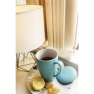 Furmaware Porcelain Tea Mug with Infuser and Lid. Large 15oz Loose Leaf Individual Teacup, Cooling Handle, Single Cup Infused Brewing at Home, Work, Travel. Removable Steeper for Coffee, Hot Water