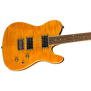 Fender Set Neck Custom Tele FMT featuring Seymour Duncan Humbucker’s, Electric Guitar with 2-Year Warranty, Many Tones, Elegant Finish, Amber