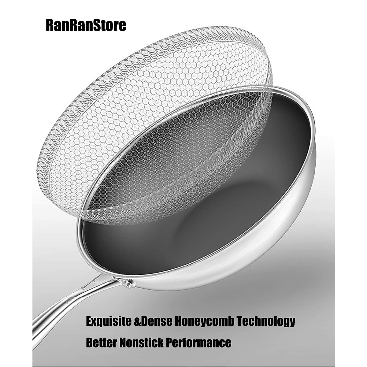 Cyrder Stainless Steel Frying Pan, honeycomb wok, 9 inch