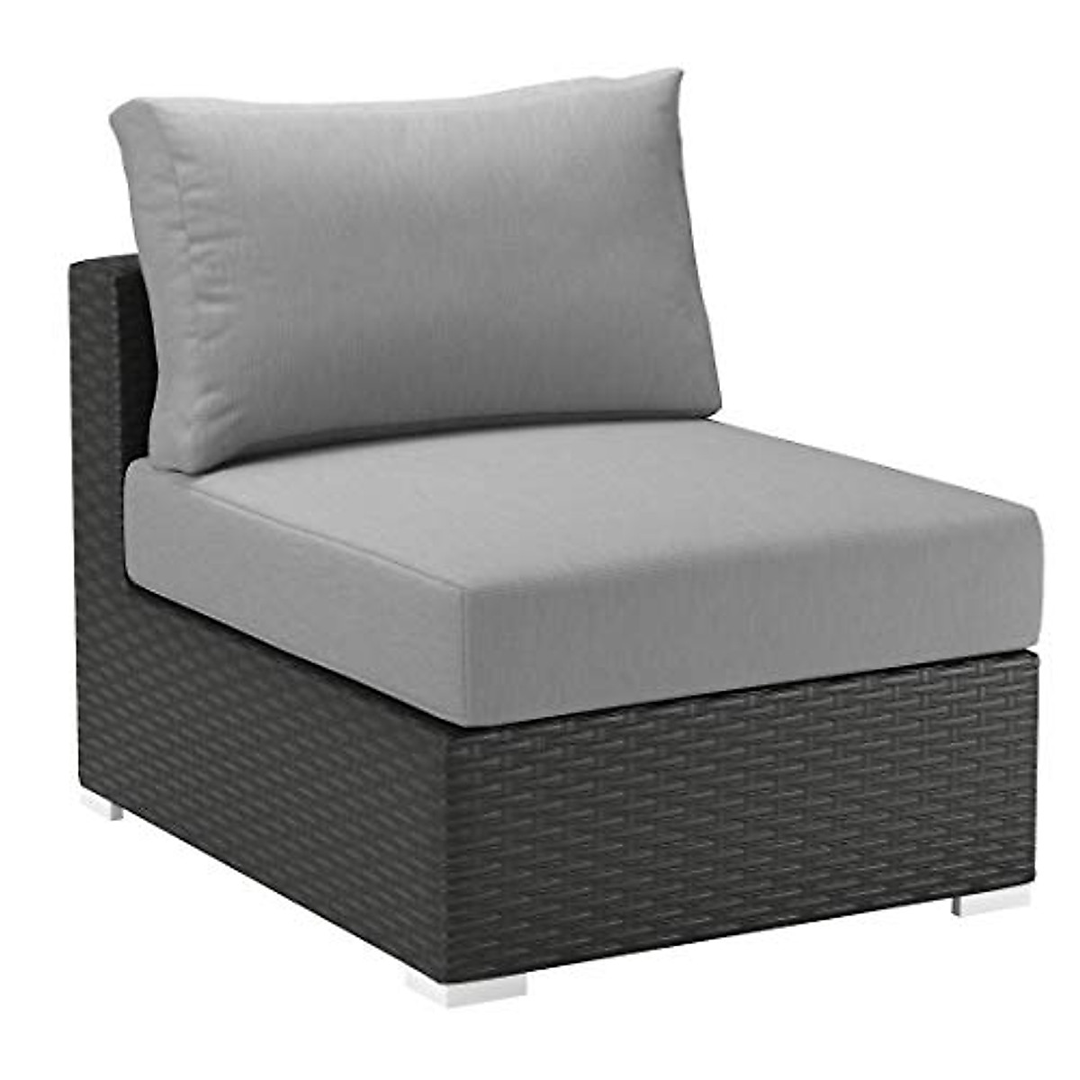 Modway EEI-1854-CHC-GRY Sojourn Wicker Rattan Outdoor Patio Sunbrella Fabric Armless Chair in Canvas Gray