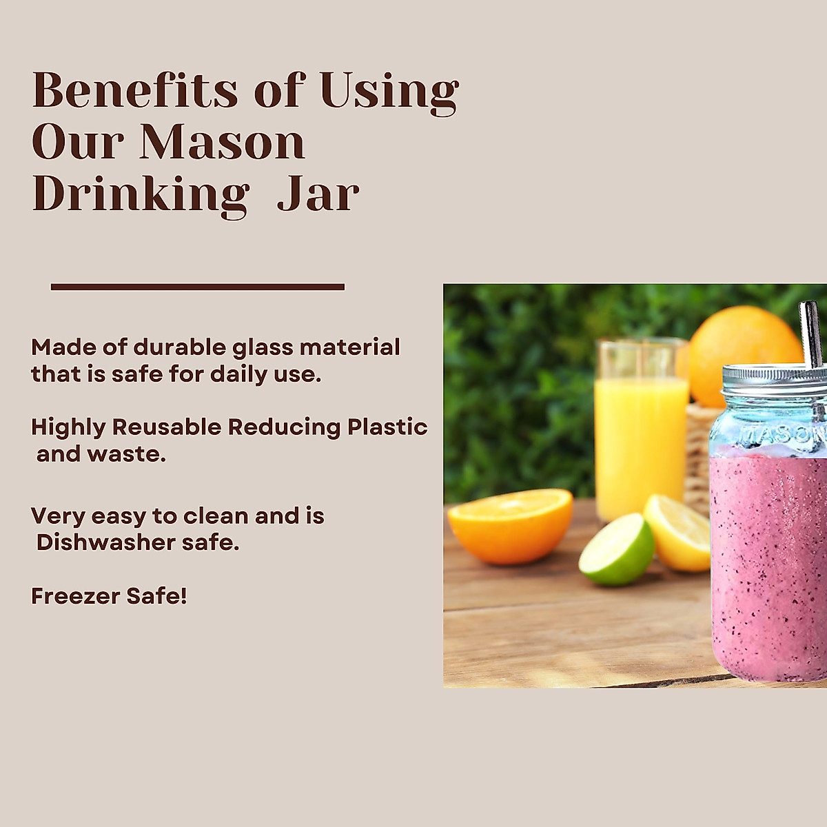 Jarming Collections Mason Jar Cups Drinking Glasses - Includes Mason Jar Lids & Straws, Coffee & Smoothie Cups Glass Jar Set, 24 oz Mason Jars with Lids and Straws, Dishwasher & Freezer Safe(Set of 2)