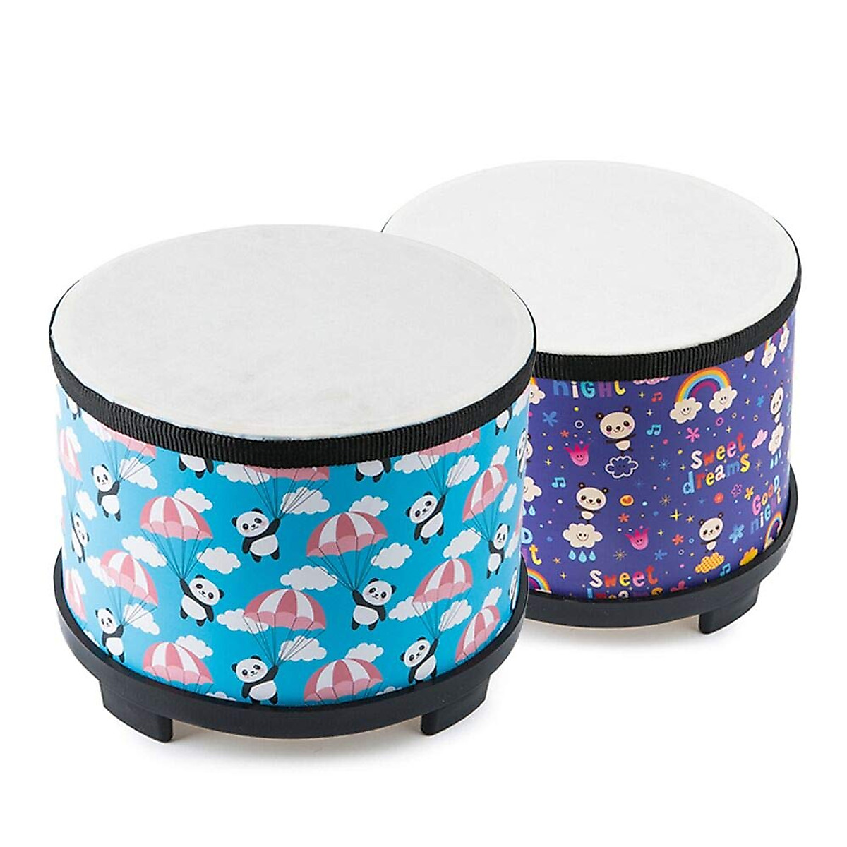 Bongo Floor Tom Drums Set for Kids: Childrens Drum Percussion Music Instrument with 2 Mallets - Preschool Montessori Floor Babies Drum (Blue 8" )