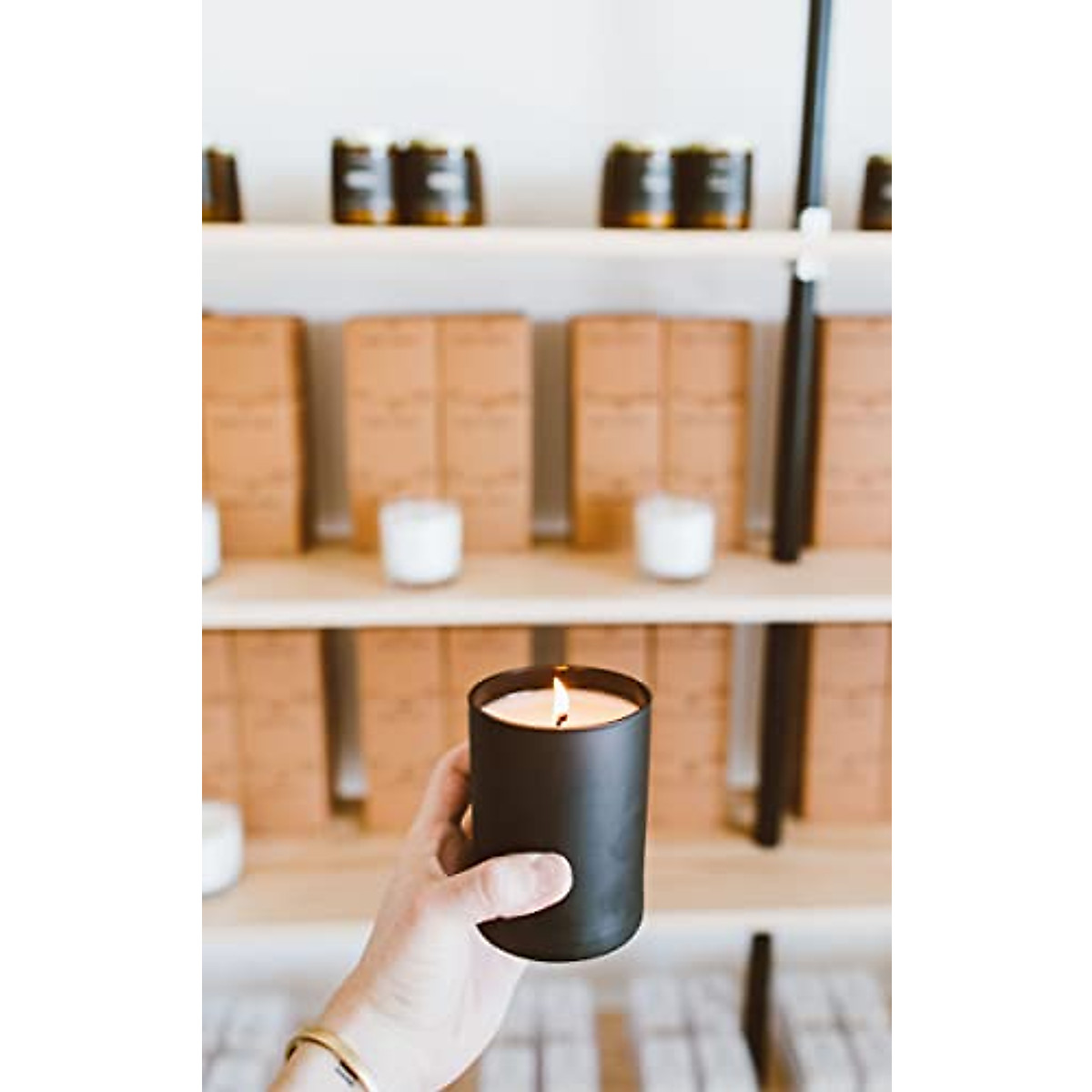 Calyan Wax Soy Wax Candle, Musk & Teakwood Scented Candle for The Home | Premium Candle with Essential Oils | 10.2 oz 75 Hour Burn Time | Soy Candle in Matte Black Jar, Gift for Men