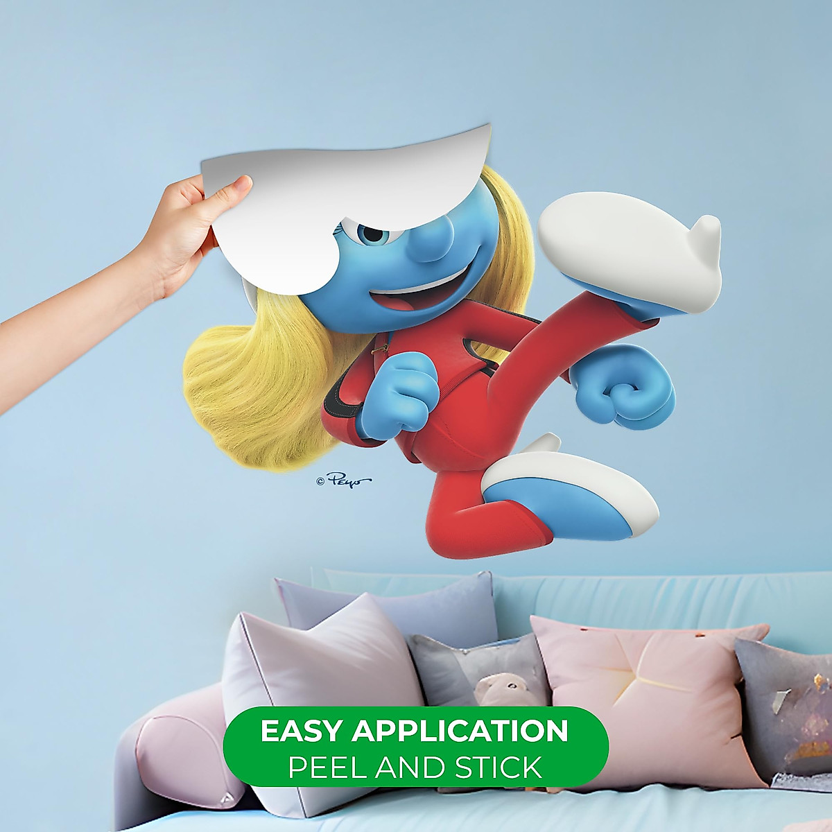 EGD The Smurfs Peel and Stick Wall Decal - EGD X The Smurfs Series - Prime Collection - Nursery Wall Decal for Baby Room Decorations - Mural Wall Decal Sticker (EGDTS031) (Wide 10"x 10" Height)