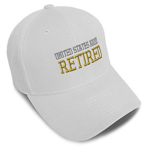 Baseball Cap United States Army Retired A Embroidery Acrylic Dad Hats for Men & Women Strap Closure White Design Only