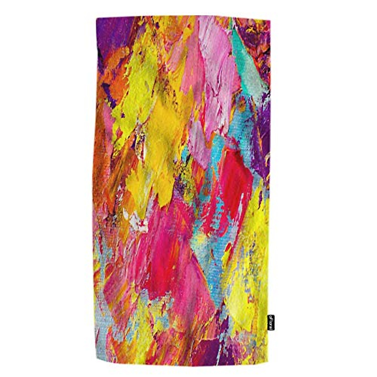 oFloral Oil Painting on Canvas Hand Towels Absorbent Multicolored Bright Texture Soft Cotton Hand Towel for Bathroom, Hotel, Gym and Spa Towels 30x15 inch