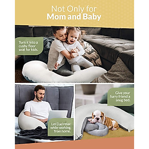 Unilove Hopo 7-in-1 Pregnancy & Nursing Pillow - Pregnancy Pillows for Sleeping - Pregnant mom Gift Essentials for Breastfeeding, Side Sleeping - 2 Washable Covers, Weather Icon