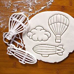 Set of 3 Baby Shower themed cookie cutters (Designs: Hot Air Balloon, Fluffy Cloud, and Blimp), 3 pieces - Bakerlogy