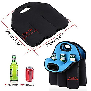 Hipiwe 6 Pack Bottle Can Carrier Tote Insulated Neoprene Baby Bottle Cooler Bag Water Beer Bottle Holder for Travel with Secure Carry Handle