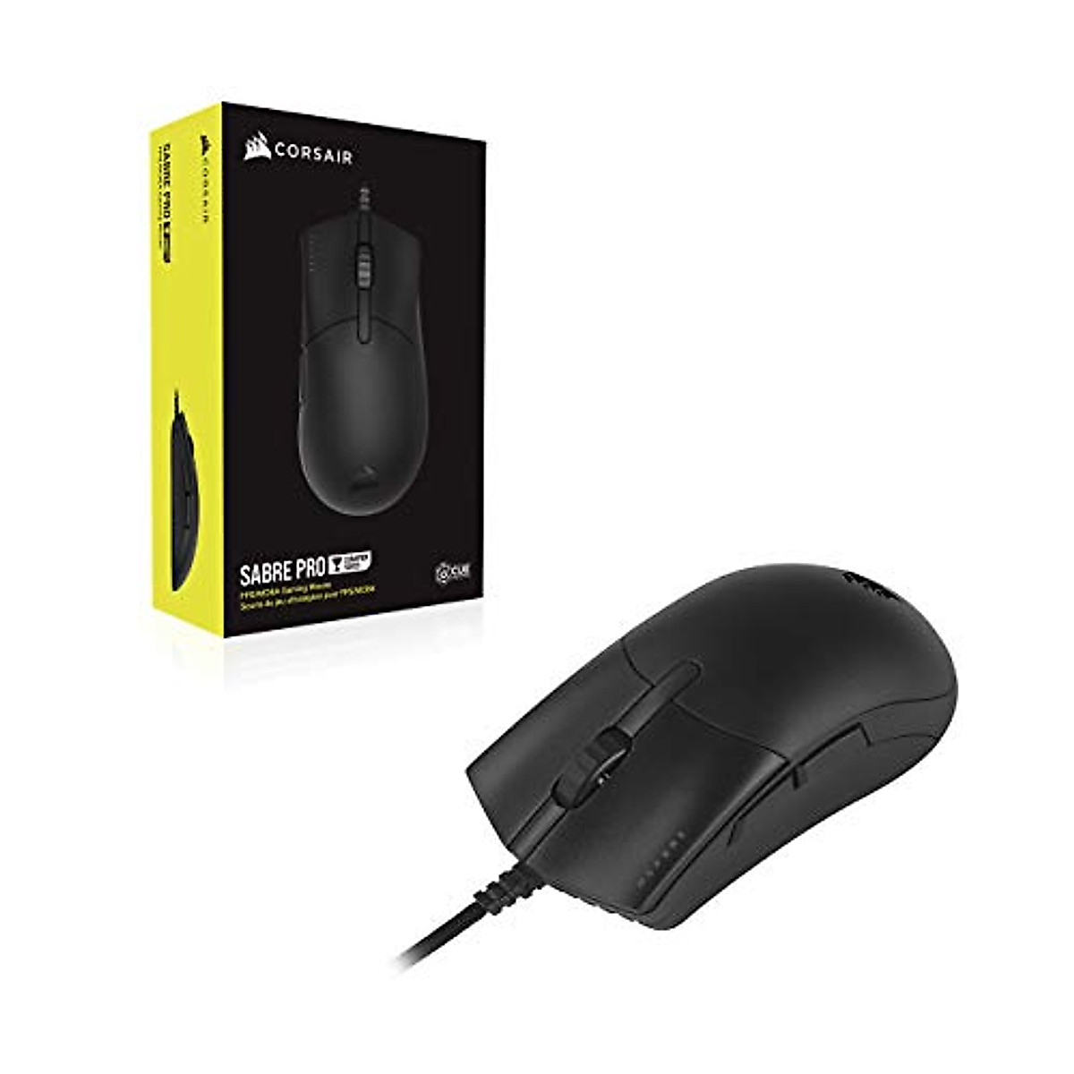 Corsair Sabre PRO Champion Series Gaming Mouse - Ergonomic Shape for Esports and Competitive Play - Ultra-Lightweight 69g - Flexible Paracord Cable QUICKSTRIKE Buttons with Zero Gap