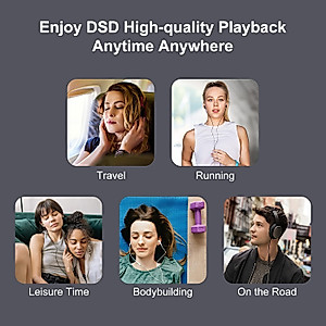 Lavaudio Headphone Amps Tiny Amplifier USB DAC, DSD256 Hi-Res HiFi Headphone Amplifier 3.5mm/Type C/Lightning/Lossless for Smartphones/PC/Laptop/Players(Lightning, Black) DS100