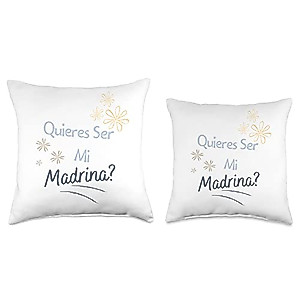 La Madrina de Bautizo Playeras religiosas espanol Quieres ser mi Madrina de bautizo Mexican Spanish Tia Family Throw Pillow, 18x18, Multicolor
