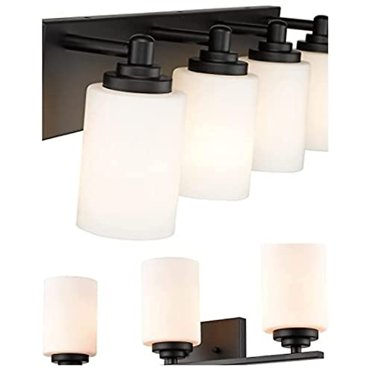 White Frosted Glass Shade Replacements 4 Packs, Elegant Glass Lamp Shade Covers Cylinder Glass Globe with 1-5/8-inch Fitter Glass Light Fixture Shade for Pendant Light Chandelier Wall Sconces