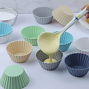 Large Silicone Cupcake Liners - Set of 12 Reusable Silicone Muffin Cups, No Stick Easy Clean Food-Grade Baking Cups