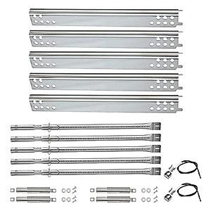 YIHAM KZ924 Grill Replacement Parts for Charbroil Performance 5 Burner 463347518 463347519 463275517 463243518 463243519 463373019, 6 Burner 463244819 Heat Shield+Burner Tube+Carry Over+Igniter Wire