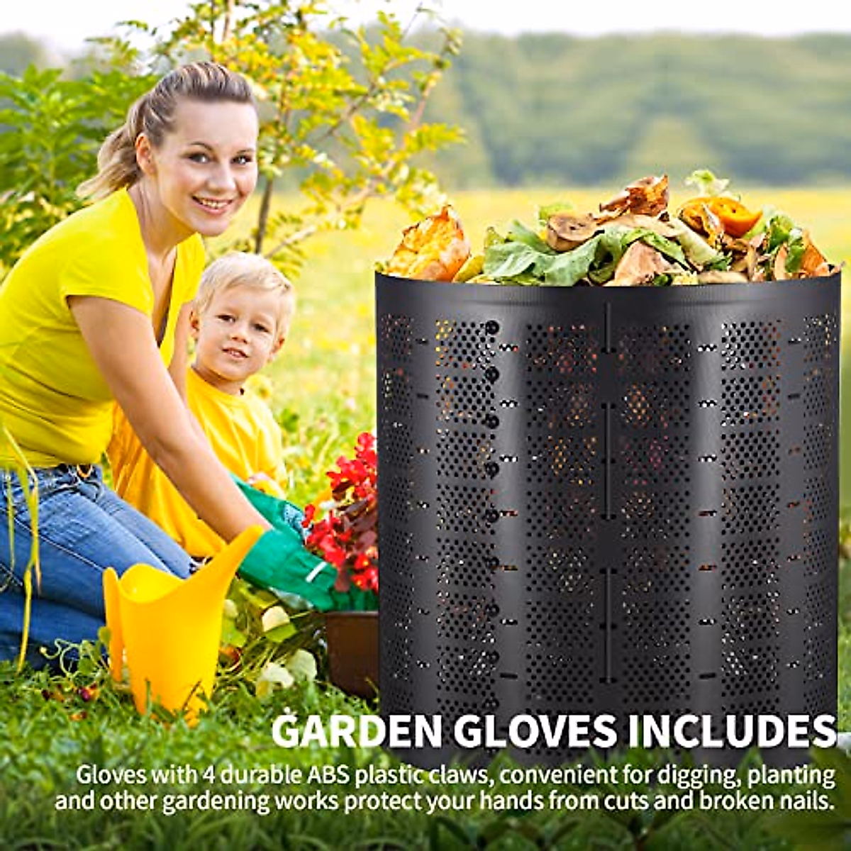 NULAOBA Outdoor Compost Bin , Farm Composter Bin Outdoor,Food Cycler Composter, 220 Gallon Garden Large Compost Bin,Expandable,Easy Assembling,