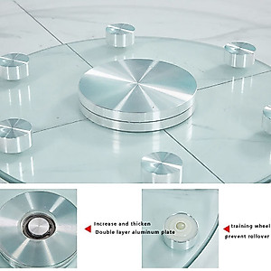 KVIVI Tempered Glass Lazy Susan Turntable,Transparent Tempered Glass Round Turntable, Tabletop Rotating Serving Tray， Large Tabletop Rotating Serving Tray 36 * 36in A