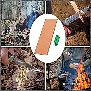 LAVODA Leather Strop Double-sided Honing Strop 3" by 8" with Green Polishing Compound Stropping Compound Leather Knife Sharpener for Woodcarving Chisels Razor Chef's knife Polishing Sharpening