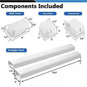 TAKTOPEAK Mini Split Line Cover: 4'' 7.5 Ft Line Hide for Mini Split Air Conditioner Central AC HVAC - Waterproof Decorative Pipe Cover for Outdoor