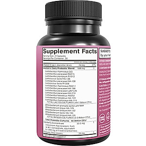 Viva Naturals Probiotics for Gut Health with Prebiotic Fiber, Cranberry & Vitamin C-50 Billion CFU Pre & Probiotics for Women Digestive Health, Vaginal Health from 18 Strains-Shelf-Stable 60 Capsules