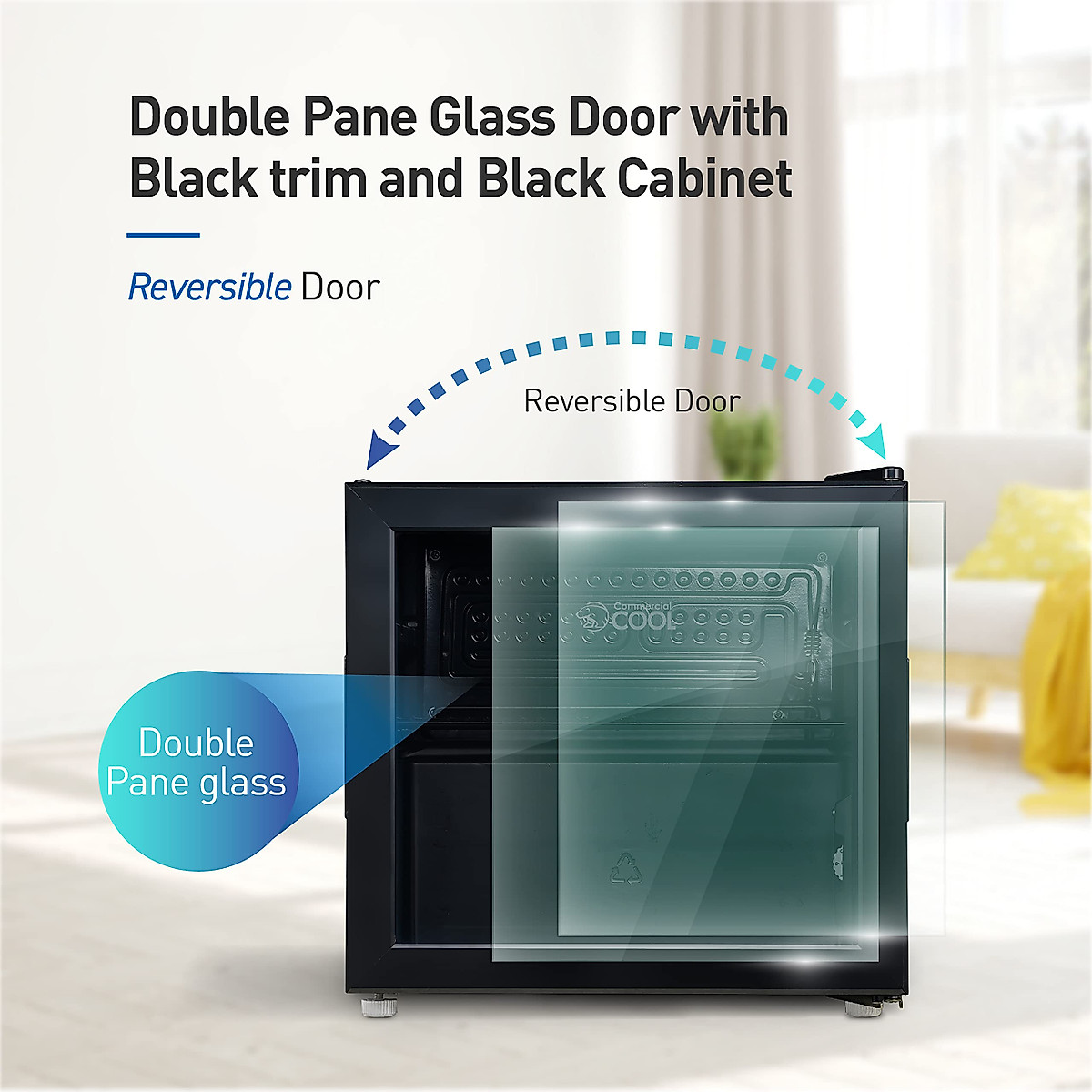 Commercial Cool Beverage Cooler, 1.7 Cu. Ft. Capacity, Drink Fridge with Adjustable Shelf & Temperature Control, Mini Beverage Fridge Holds up to 51 Cans