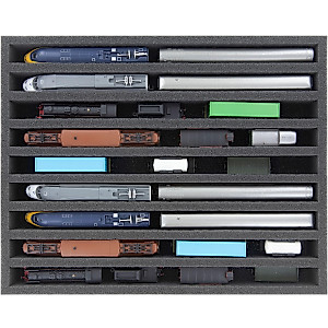 Feldherr Storage Box FSLB040 for Model Railway locomotives, Wagons and Vehicles - 9 Slots for N Gauge Vertical, Amount:3 pcs.