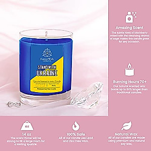 I Stand with Ukraine Candle | ForeverWick Diamond Candle to Support Ukraine | 100% Donation Candle | Ukraine Flag On Every Candle | Ukraine Support Candles | Blue 14oz Soy Wax Candle