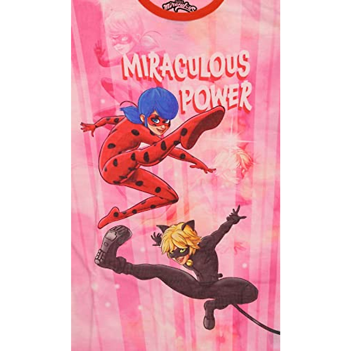Miraculous Ladybug Pajamas for Girls Nightgown and Slipper Set, Short Sleeve Dorm Shirt, Red/Pink, Size 7/8