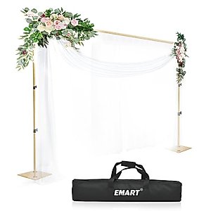 EMART Backdrop Stand, 6.5x10 ft Adjustable Photo Background Pipe and Drape Photography Kit with Heavy Duty Metal Base for Parties, Wedding, Video Studio, Birthday - Gold