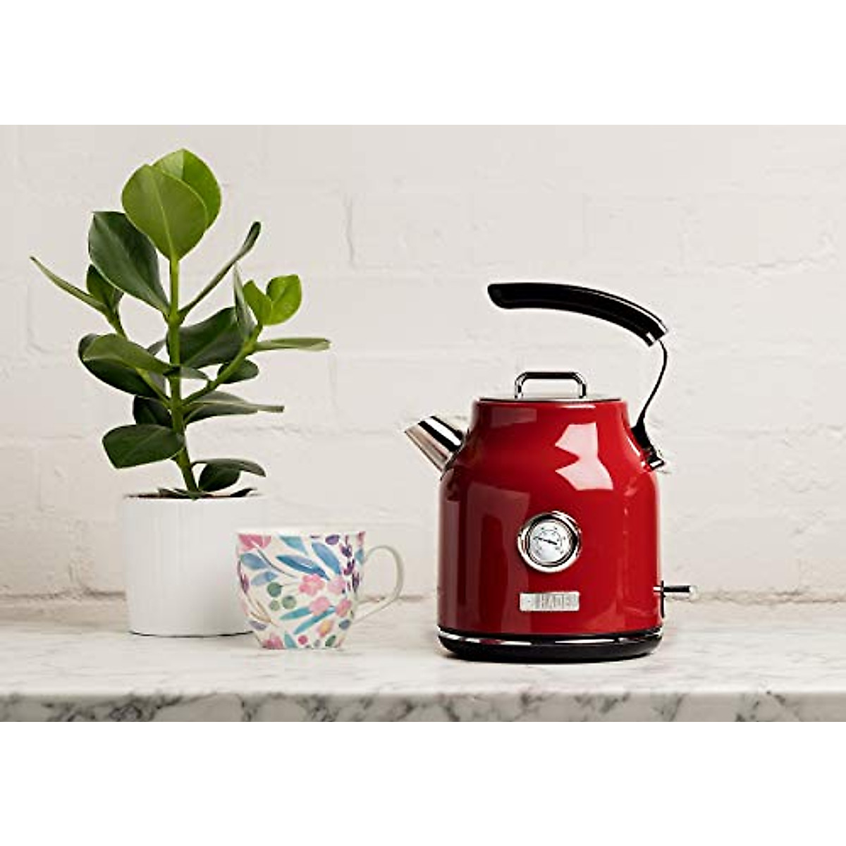 Haden Dorset Stainless Steel Electric Kettle - 1.7L (7 Cup) Tea Kettle with Auto Shut-Off and Boil-Dry Protection - Red