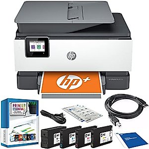 HP OfficeJet Pro 9015e Wireless All-in-One Printer with Color Photo Print, Copy, Scan, Fax, Auto 2-Sided Printing, Mobile 1G5L3A Bundle with DGE USB Print Cable + Business Software Kit