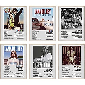 Withnotag Lana Del Rey Album Cover Posters Print Music Canvas Wall Art Album Cover Signed Limited Posters Room Aesthetic Set of 6 for Teen and Girls Dorm Decor 8x10 inch Unframed, 8 x 10 Inch