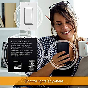 ENERWAVE Z-Wave Plus Dual Relay Module, Hidden Smart Switch, Single Pole, 120-277VAC, 10A Per Relay, Neutral Wire Required, ZWN-RSM2-PLUS, Black, 2-Pack (New Version)