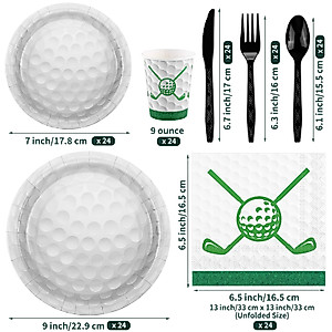 durony 168 Pieces Golf Party Decorations Including Golf Paper Plates Napkins and Cups Disposable Tableware Set for Golf Sports Theme Party Supplies Serve 24 Guests