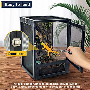 RunDuck 5 Gallon 360° Panoramic Foldable Reptile Terrarium Kit: Crested Gecko Tank and Reptile Cage for Superior Ventilation, Easy Feeding, Sturdiness, and Simple Assembly (Black)