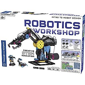 Thames & Kosmos Robotics Workshop Model Building & Science Experiment Kit | Build & Program 10 Robots with Ultrasonic Sensors | Program & Control with App for iOS & Android