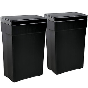 13 Gallon Trash Can Garbage Can Touch Free Automatic for Home Kitchen and Bathroom Garbage Plastic High-Capacity (Black)