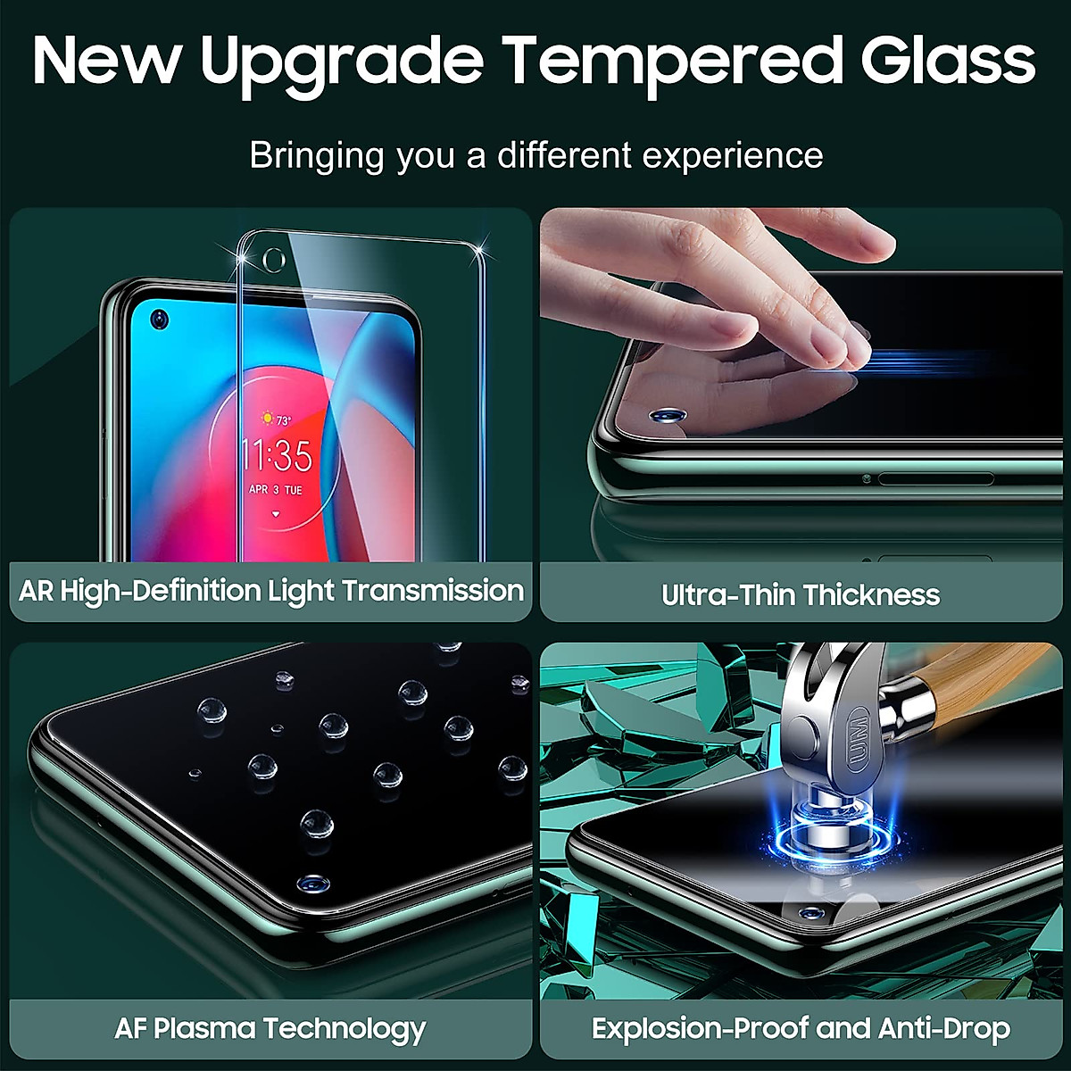 UniqueMe [ 2+2 Pack Screen Protector Compatible with Motorola moto G stylus 5G 2021 Tempered Glass Screen Protector + Camera Lens Protector [Not for Moto G Stylus 4G 2021]【Only for 2021 model】