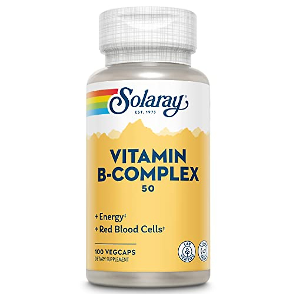 SOLARAY Vitamin B-Complex, Healthy Energy & Red Blood Cell Formation Support & More, 100 Servings, 100 VegCaps