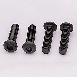 M6-1.0 x 25mm Button Head Socket Head Cap Screws, Grade 10.9 Alloy Steel, Allen Hex Drive, Full Machine Thread, Black Oxide Finish, 25 PCS