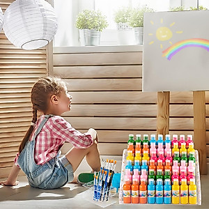 ESCULTORA 6Layers Acrylic Paint Organizer, Craft 24 Slot Paint Brush Holder, Perfect Paint Bottles Storage Rack For Storing 2oz Paint Bottles, Oil Paint Tubes, Miniature Paints