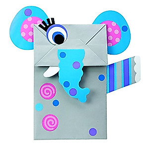 ALEX Toys Paper Bag Puppets Kids Art and Craft Activity Multicolor, includes 5 colored bags, 270 stickers and paper shapes, glue stick and easy picture instructions