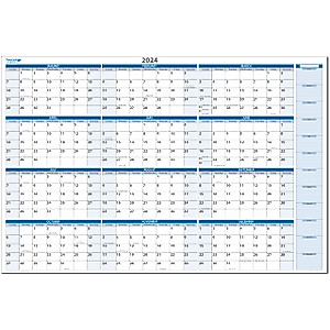 2024 Horizontal Sky Blue Wet & Dry-Erasable Wall Calendar 36 tall x 56 wide with next year planning area