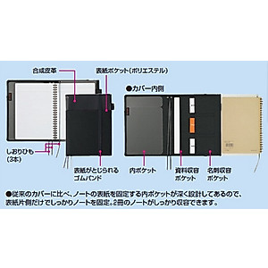 KOKUYO Systemic Cover Notebook, with One Semi-B5, B 6mm Ruled, 35 Lines, 40 Sheets, Twin Ring Edge Title Notebook, Black, Japan Import (NO-683B-D)