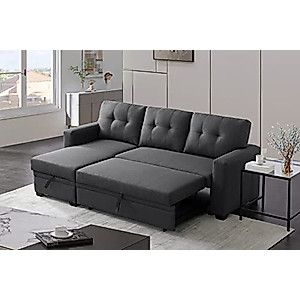 Devion Furniture Crystals Sleeper Sofa, Dark Gray