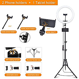 WisaKey 13" RGB Ring Light with 63" Stand and 2 Phone Holders, Tablet iPad Holder, Sunset Lamp, 51 Color Modes Selfie Ringlight with Desk Tripod, Halo Ring Light for TikTok/Live Stream/Makeup/YouTube