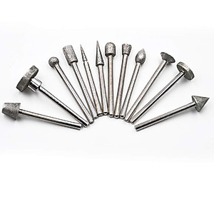 Oudtinx 50pcs Diamond Coated Grinding Head Grinding Burrs Set for Dremel Rotary Tool