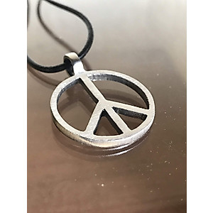 Trilogy Jewelry Pewter Classic Peace Sign Love Hippie Pendant on Leather Necklace